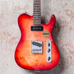 Bacchus Universe Series Tele Poplar Burl Top P-90 – Red burst