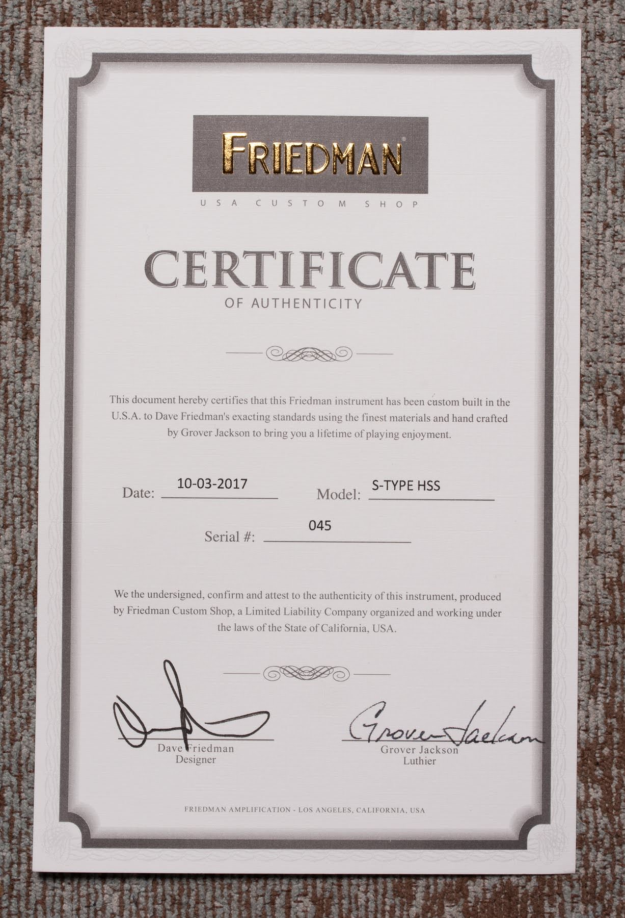 Friedman S-Type HSS 2-Tone Burst