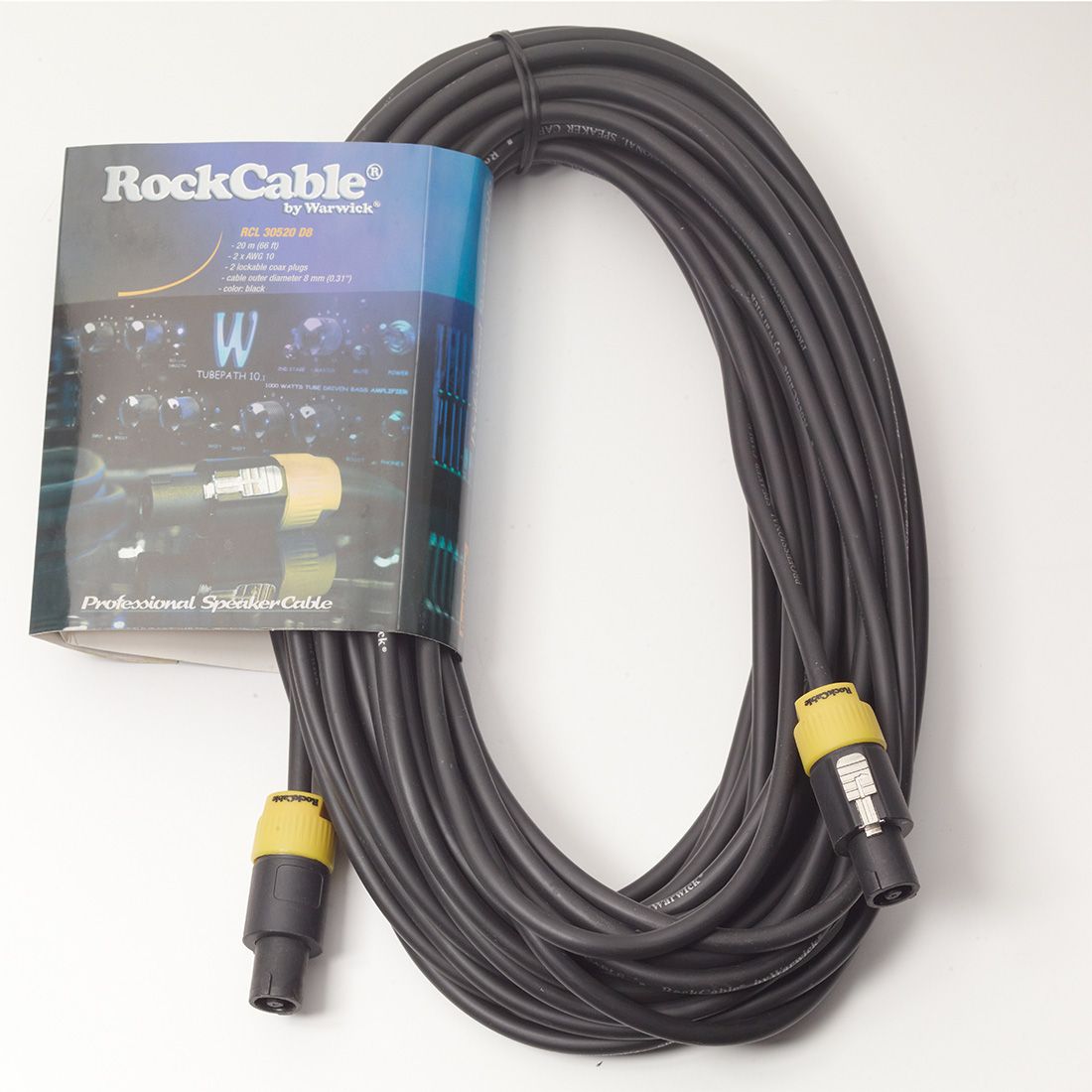 RockCable Speaker Cable – Lockable Coaxial Plug (2-pin) – 20 m / 65.6 ft